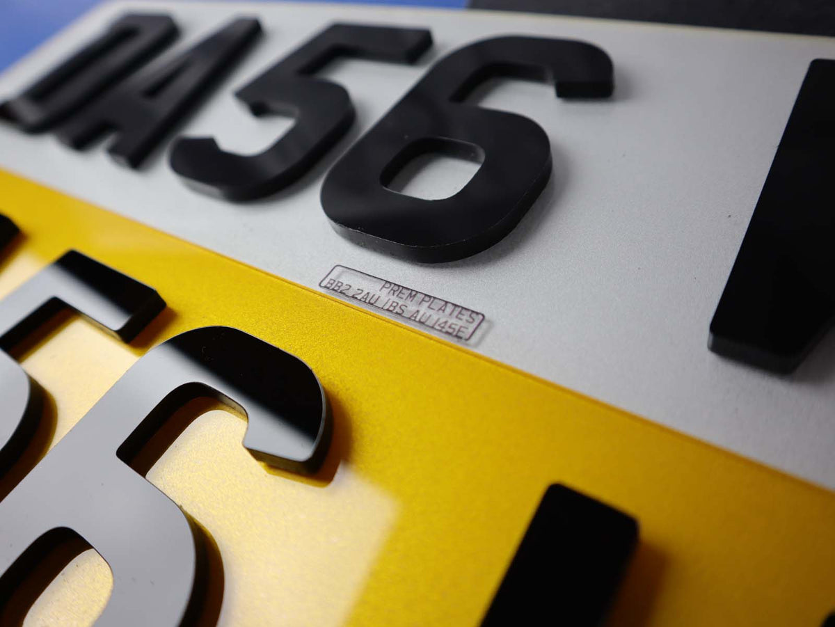 Set of Deluxe Extra Thick 5mm Luxury Laser Cut 4D Number Plates - Order Now