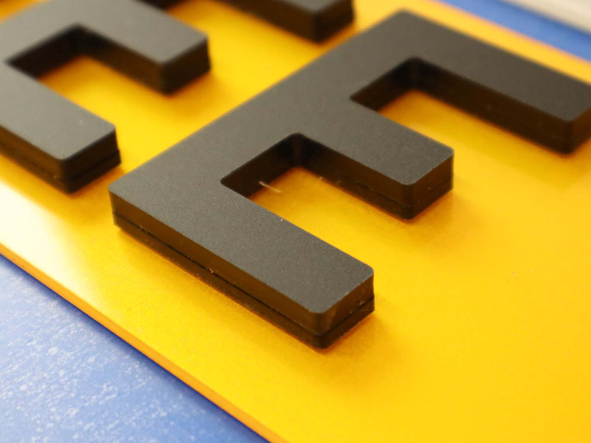 Pair of Sleek Matte Stealth Premium 5mm Laser Cut 4D Number Plates ...