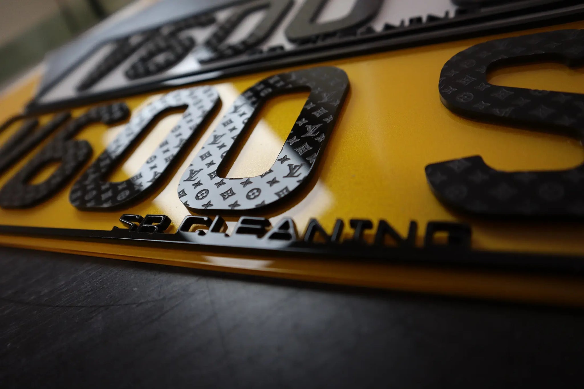 Luxury Logo-Inspired Number Plates with Business Slogan & 4D Border LB