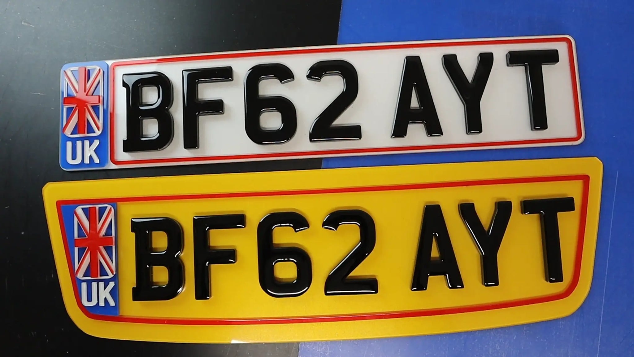 Bespoke Bentley Number Plates with Extra-Thick Gel and Custom Red Bord